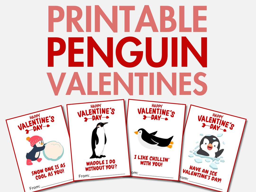 Printable Penguin Valentines | Penguin Valentine Cards for Girls & Boys ...