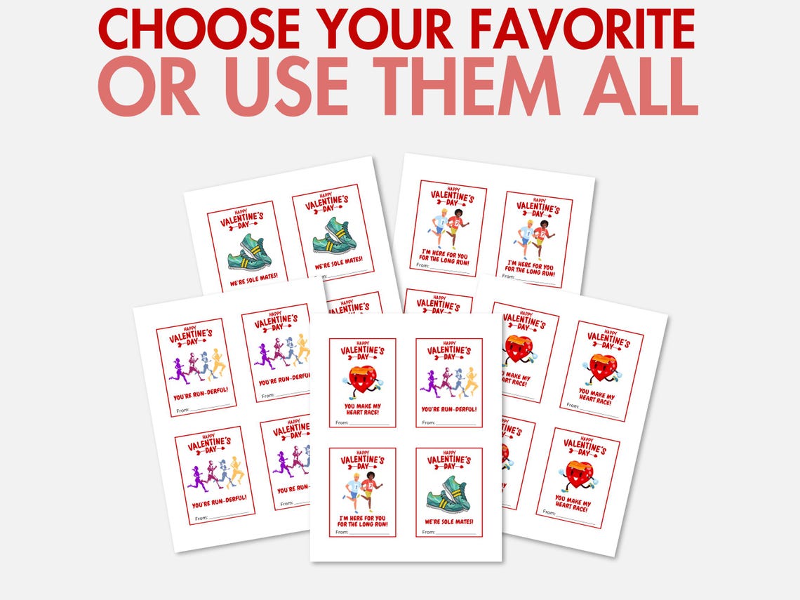 Printable Running Valentines | Runner Valentine Cards | Track & Field ...