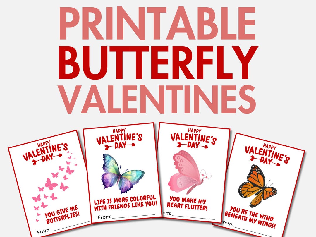 Printable Butterfly Valentines | Butterfly Valentine Cards for Girls ...