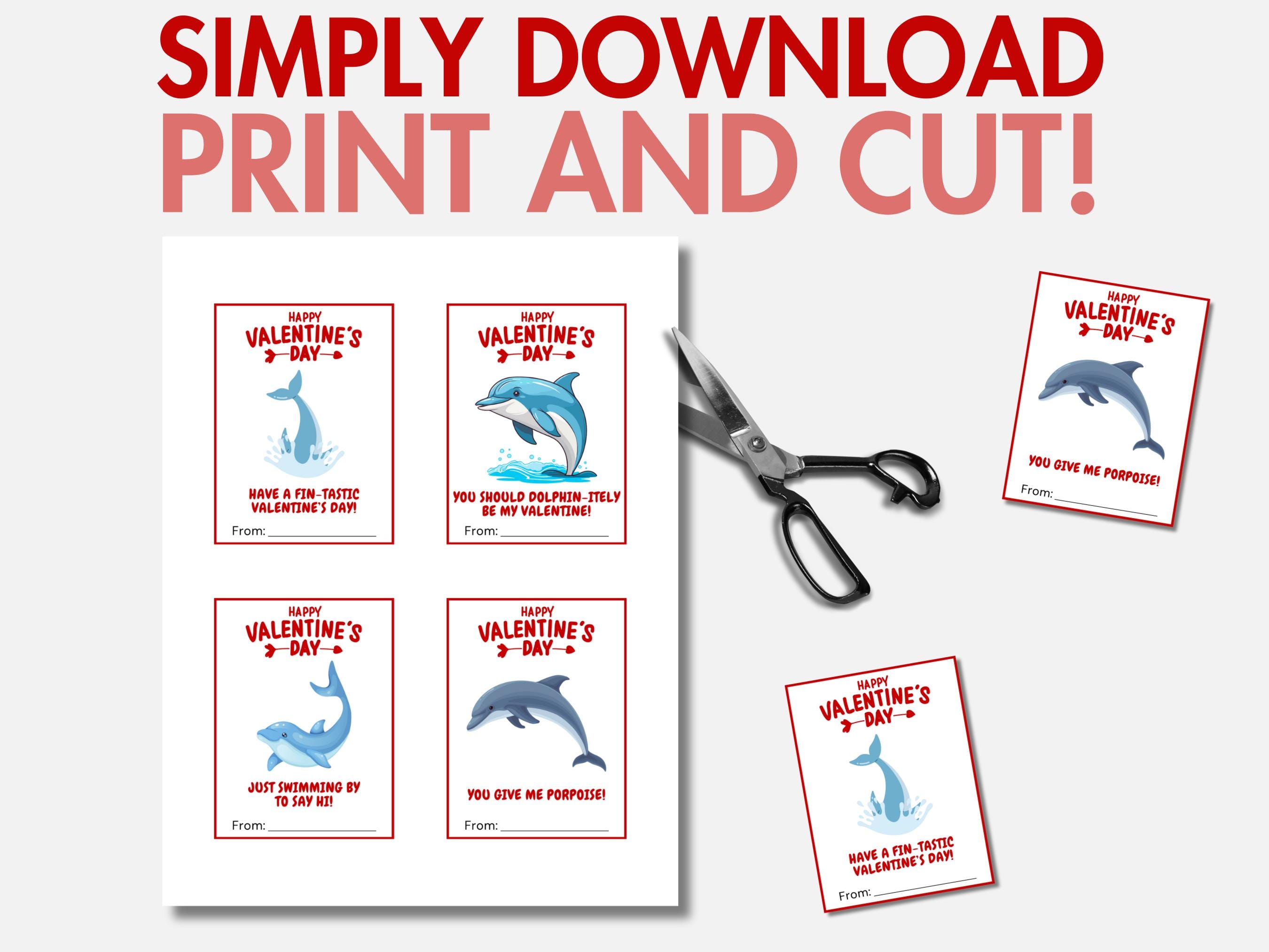 Printable Dolphin Valentines | Dolphin Valentine Cards for Girls ...