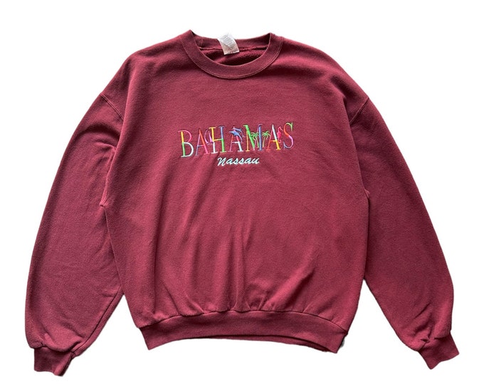 Vintage 90s Nassau Bahamas Embroidery Spellout Jerzees Tag Crewneck ...
