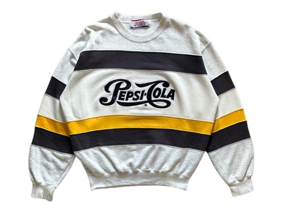 Vintage Pepsi-Cola embroidery logo colour stripe crew… - Gem
