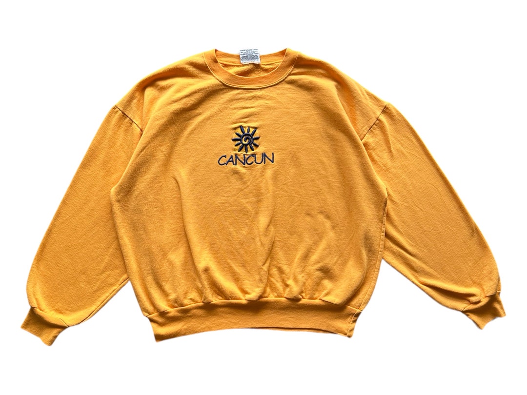 Vintage Cancun Mexico Embroidery Spellout Crewneck Sweatshirt XL Size ...