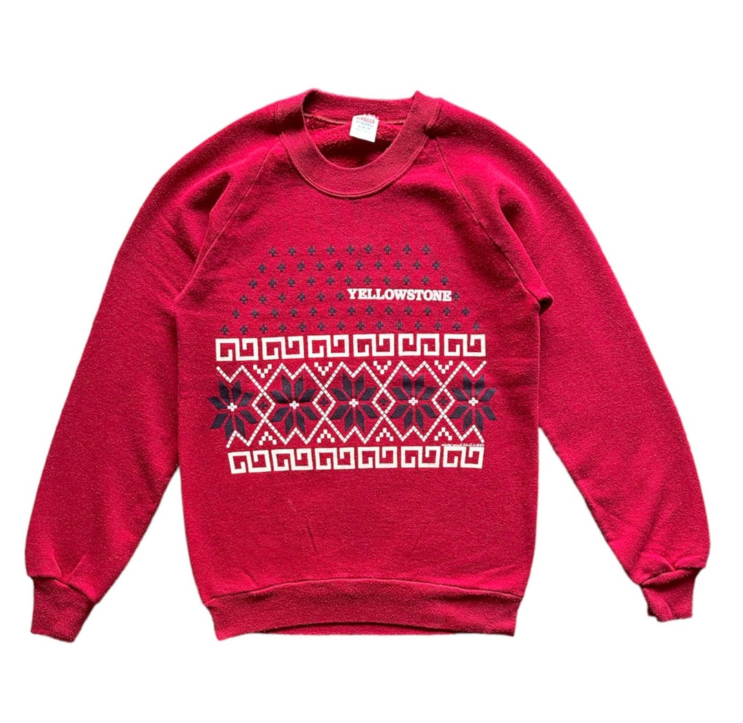 Vintage 80s Yellowstone Spellout Jerzees Tag Crewneck YOUTH Sweatshirt ...