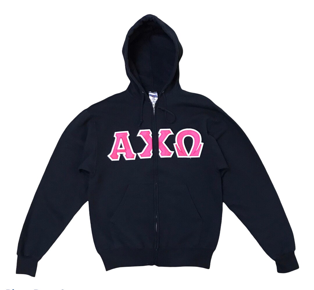 Vintage University Alpha Chi Omega Embroidery Patches Spellout Hoodie ...