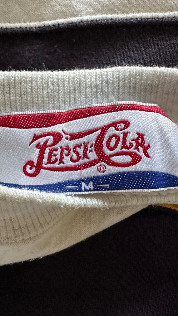 Vintage Pepsi-Cola embroidery logo colour stripe crew… - Gem