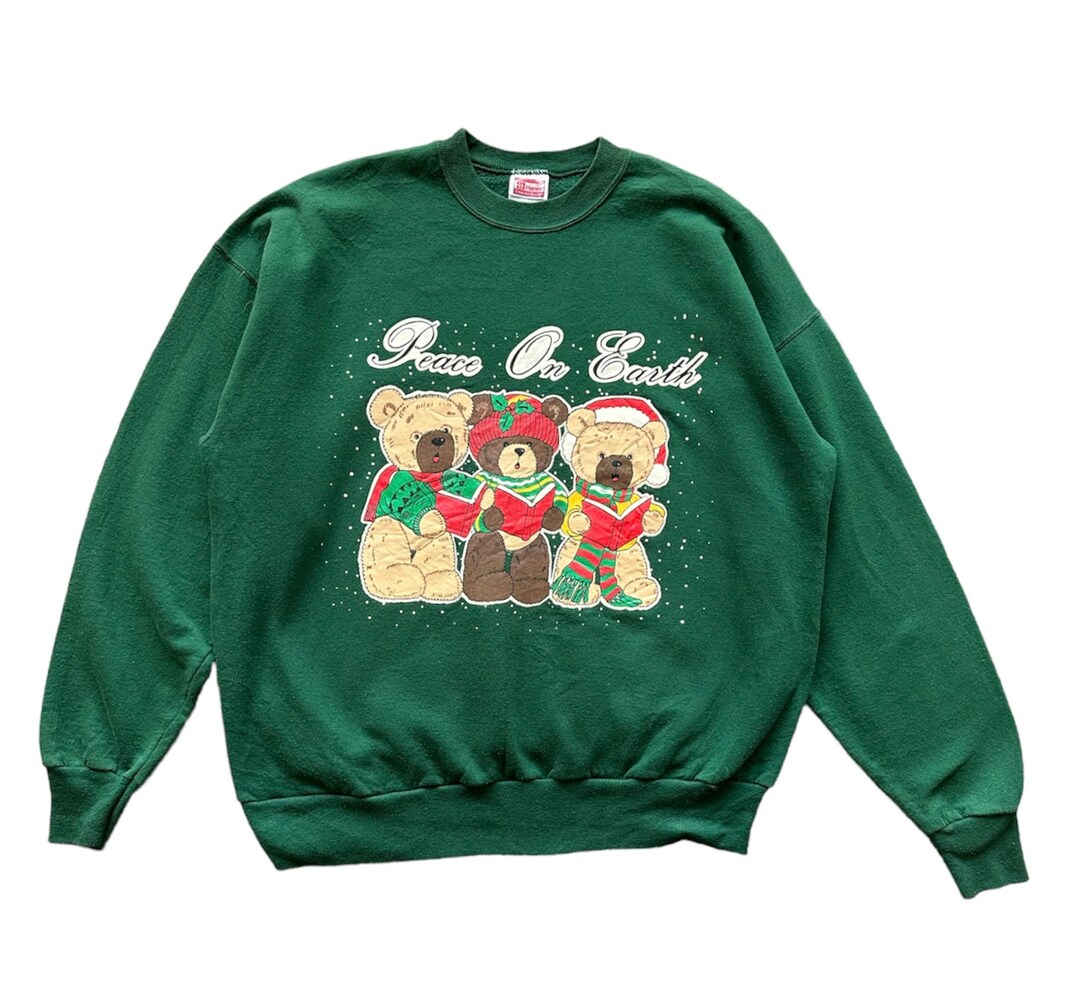 Vintage 90s Art Cartoon Christmas Style Hanes Tag Crewneck Sweatshirt ...