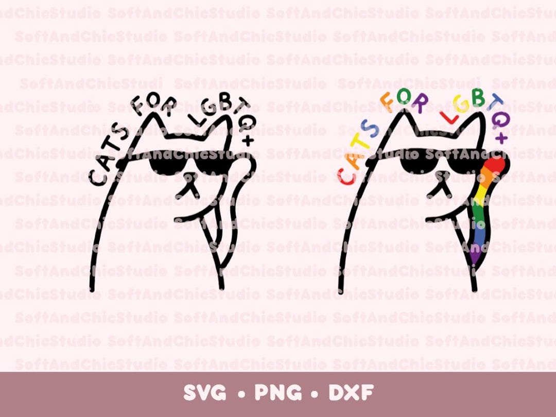 Cats for LGBTQ Cat Svg Pride Design Cat With and Without Color ...