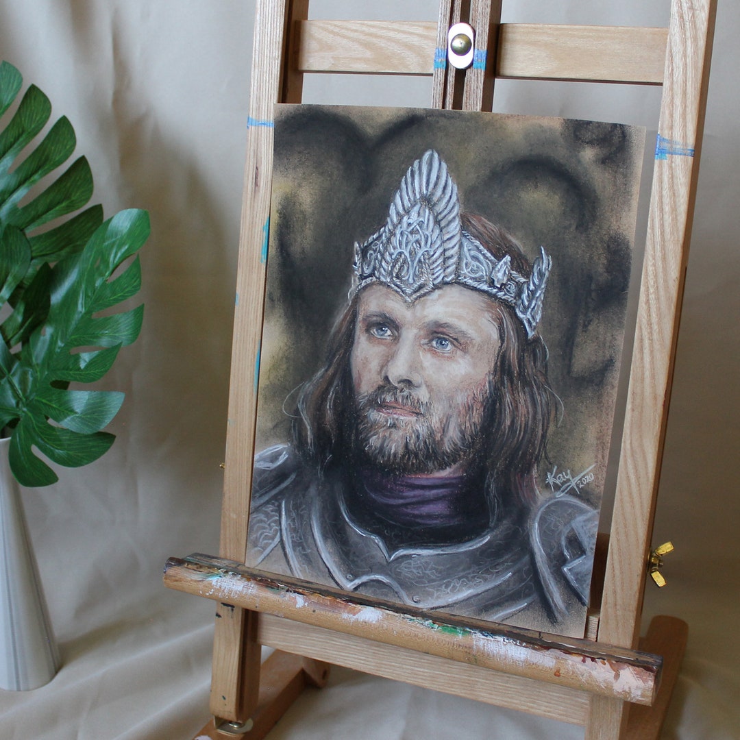 ORIGINAL Drawing // ARAGORN Lord of the Rings // Painting Pastel Chalk ...