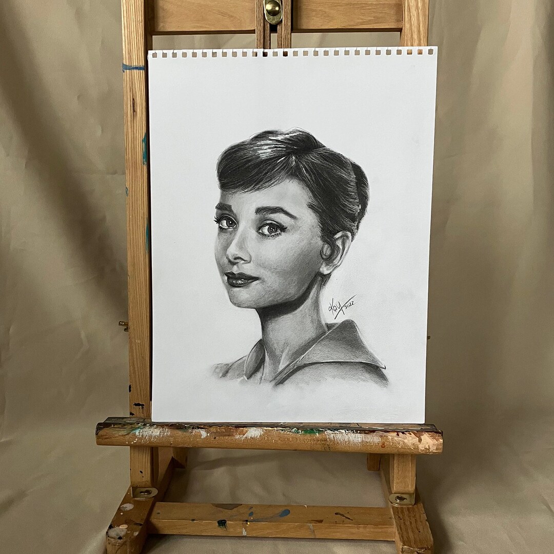 ORIGINAL Drawing // AUDREY HEPBURN - Hollywood Classic Diva Tiffany ...