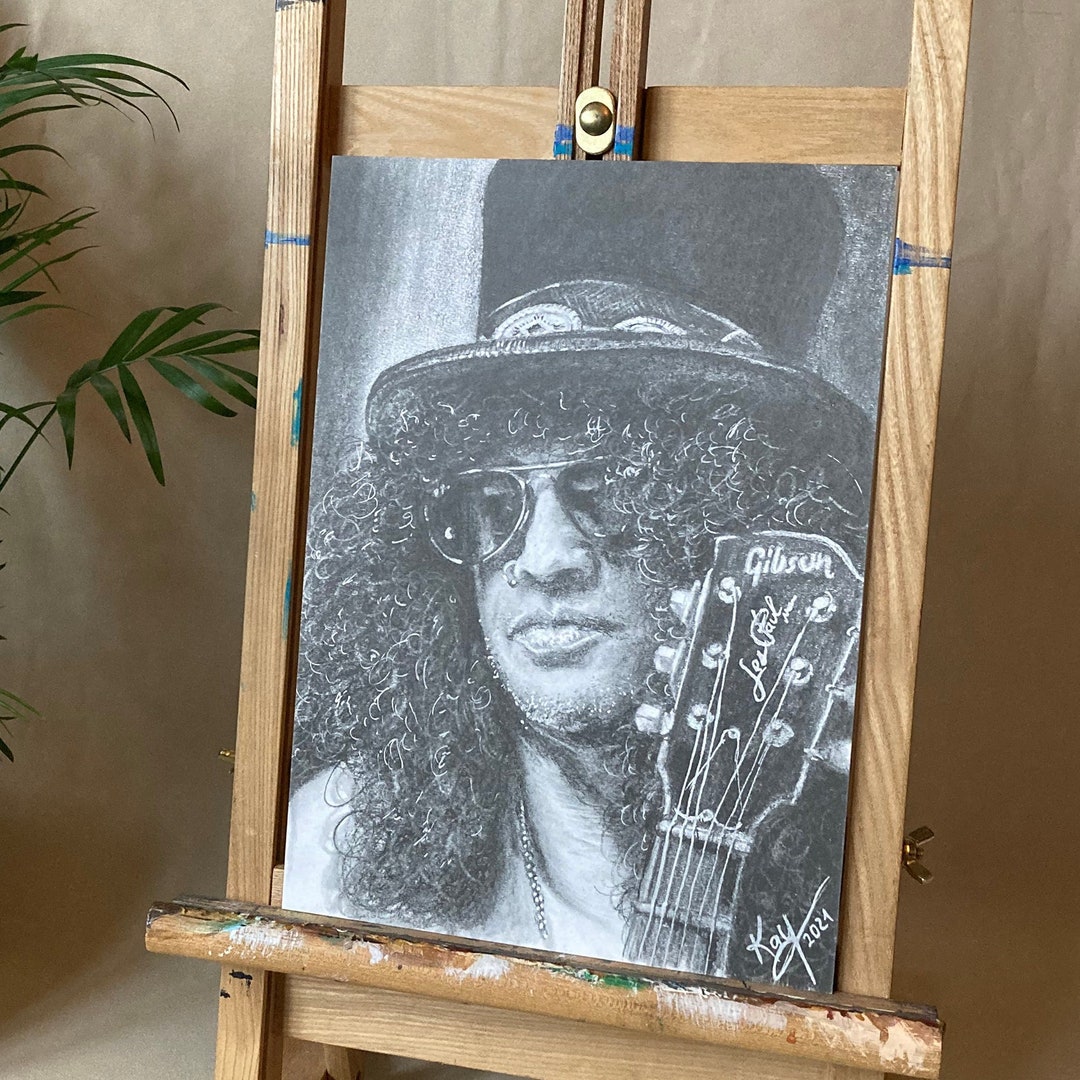 ARTPRINT // SLASH Guns'n'roses // Drawing Chalk Charcoal Fanart - A4 ...