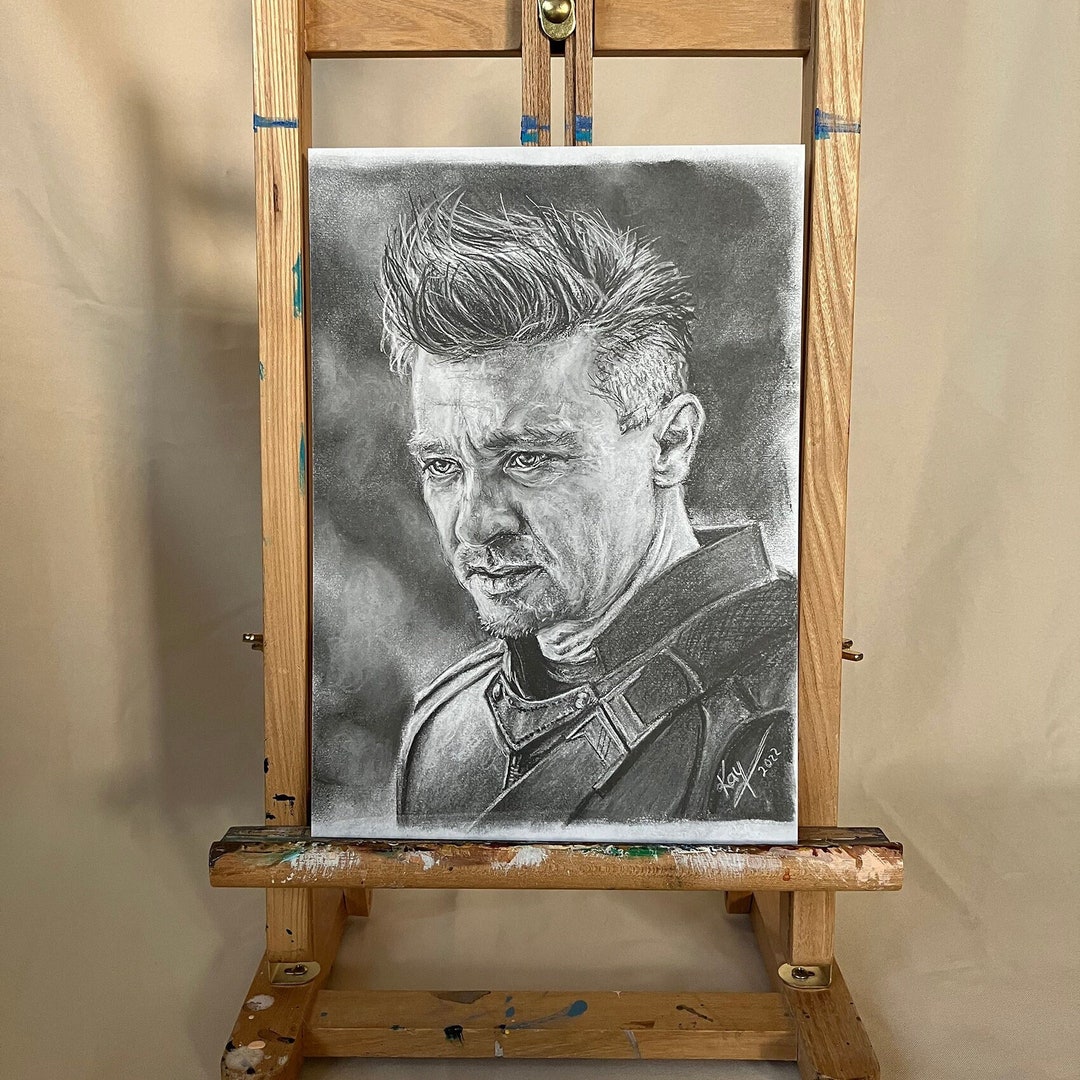 ARTPRINT // HAWKEYE Jeremy Renner Avengers Marvel // Drawing Chalk ...