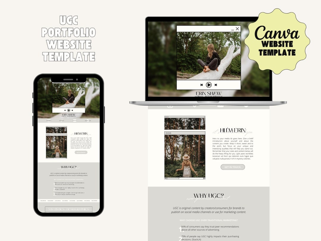 Canva UGC Portfolio Website Template for Micro-Influencers Media Kit ...