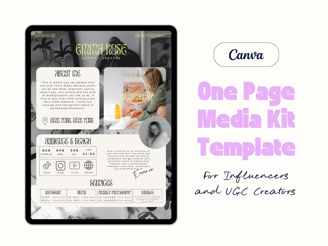 Bold Media Kit Canva Template, Rate Card, Instagram Media Kit Template ...