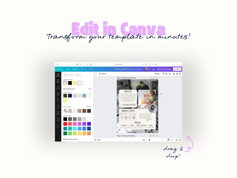 Bold Media Kit Canva Template, Rate Card, Instagram Media Kit Template ...