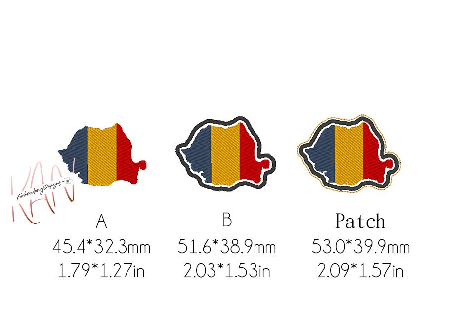 Romanian Shape Flag - Embroidery Designs for Machine - INSTANT DOWNLOAD ...