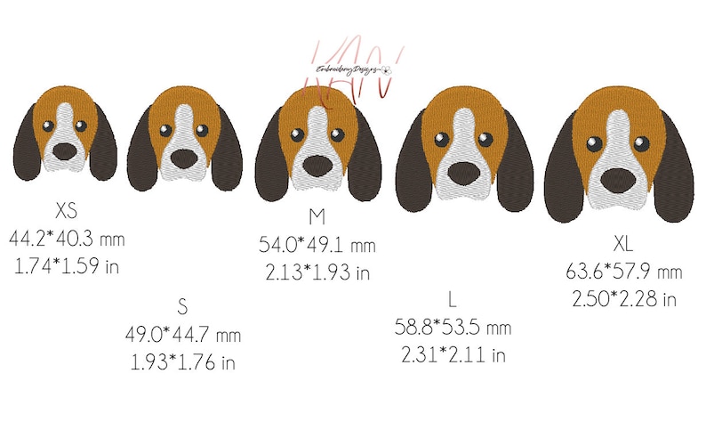 Mini Beagle Dog--5 Sizes-- Beagle Dog Head Embroidery Designs , Pet ...