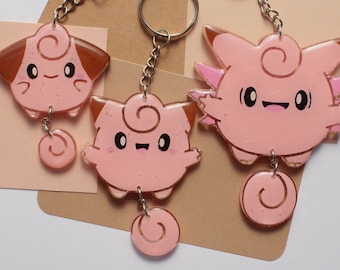 Gengar and Clefairy Keychain - Etsy