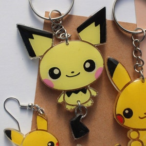 Pichu, Pikachu, Raichu Resin Pokemon Keychain/dangle Earrings - Etsy