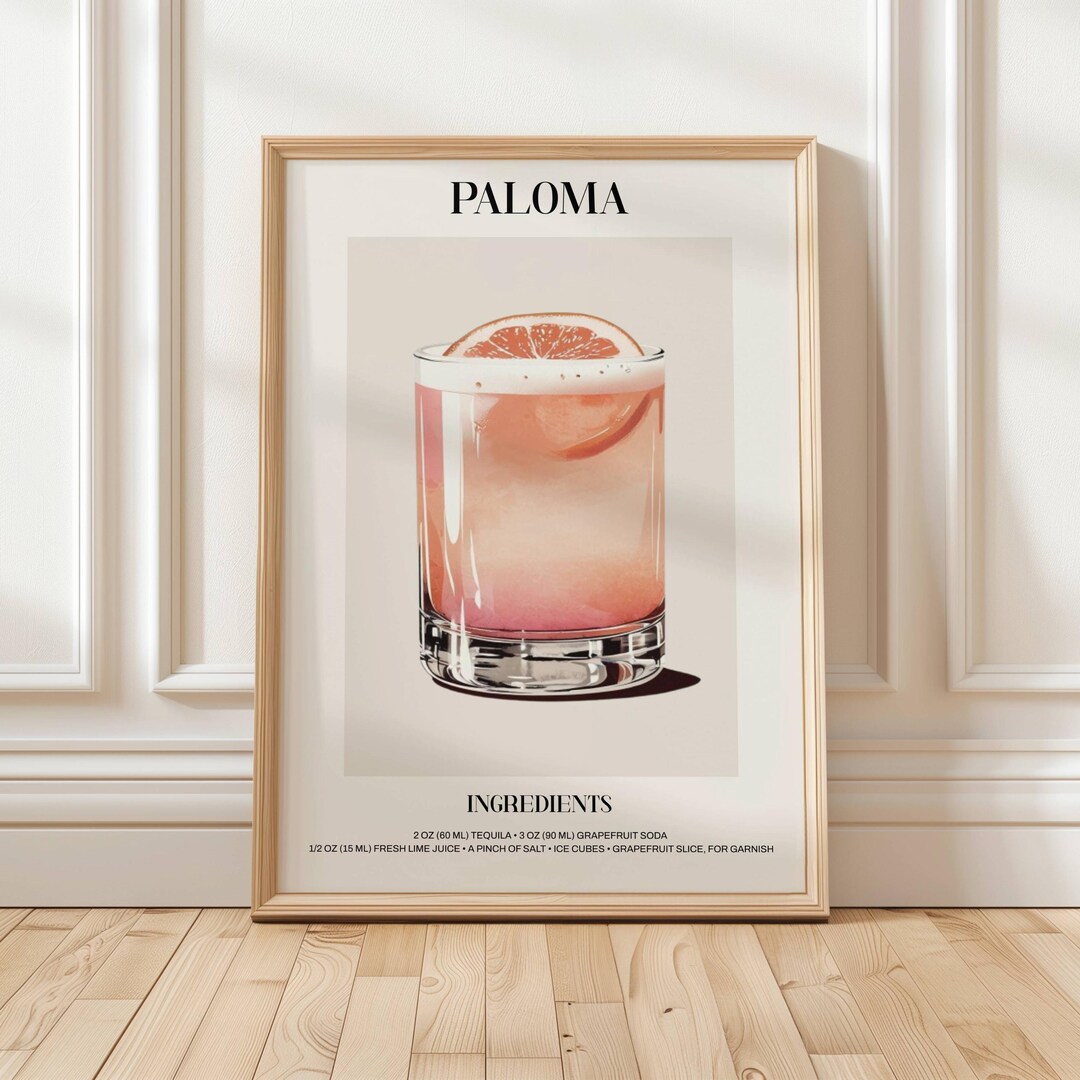 Paloma Print | Bar Cart Wall Art | Digital Art Print | Paloma Poster ...