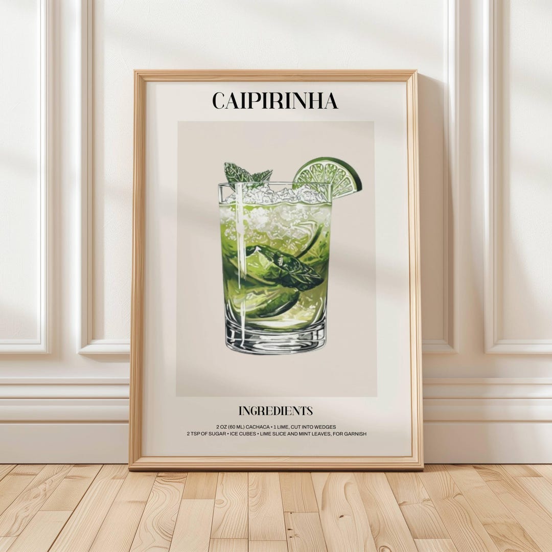 Caipirinha Print | Bar Cart Wall Art | Digital Art Print | Caipirinha ...