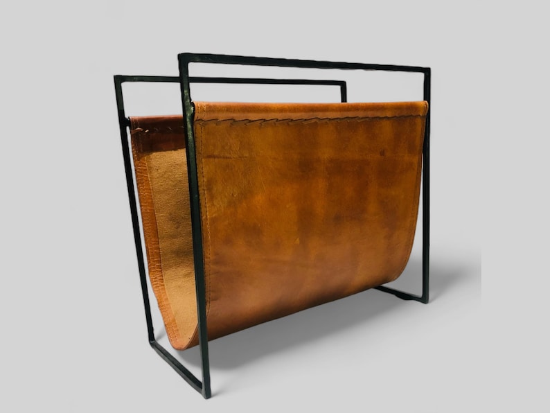 Leather Magazine Holder, Leather Magazine Rack, Brown Leather Magazine ...