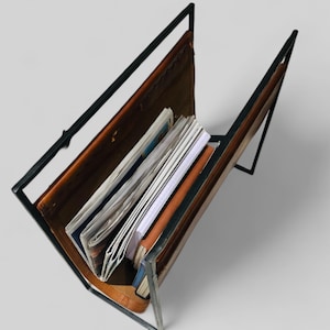 Leather Magazine Holder, Leather Magazine Rack, Brown Leather Magazine ...