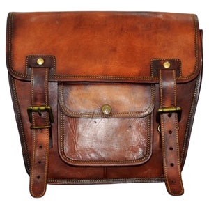Personalized Vintage Handmade Leather Bag Motorcycle Saddle Bag 2 Side ...