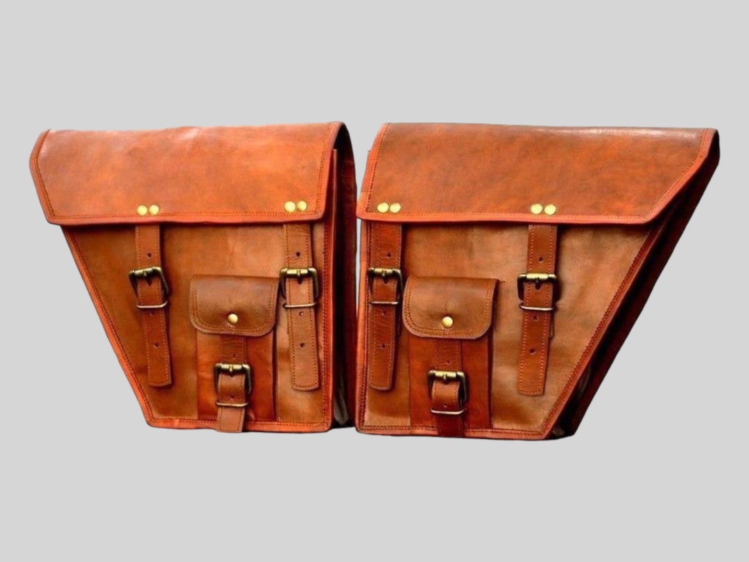 Leather Saddlebags Motorcycle Pouch Personalized Bike Lovers Two Bags ...