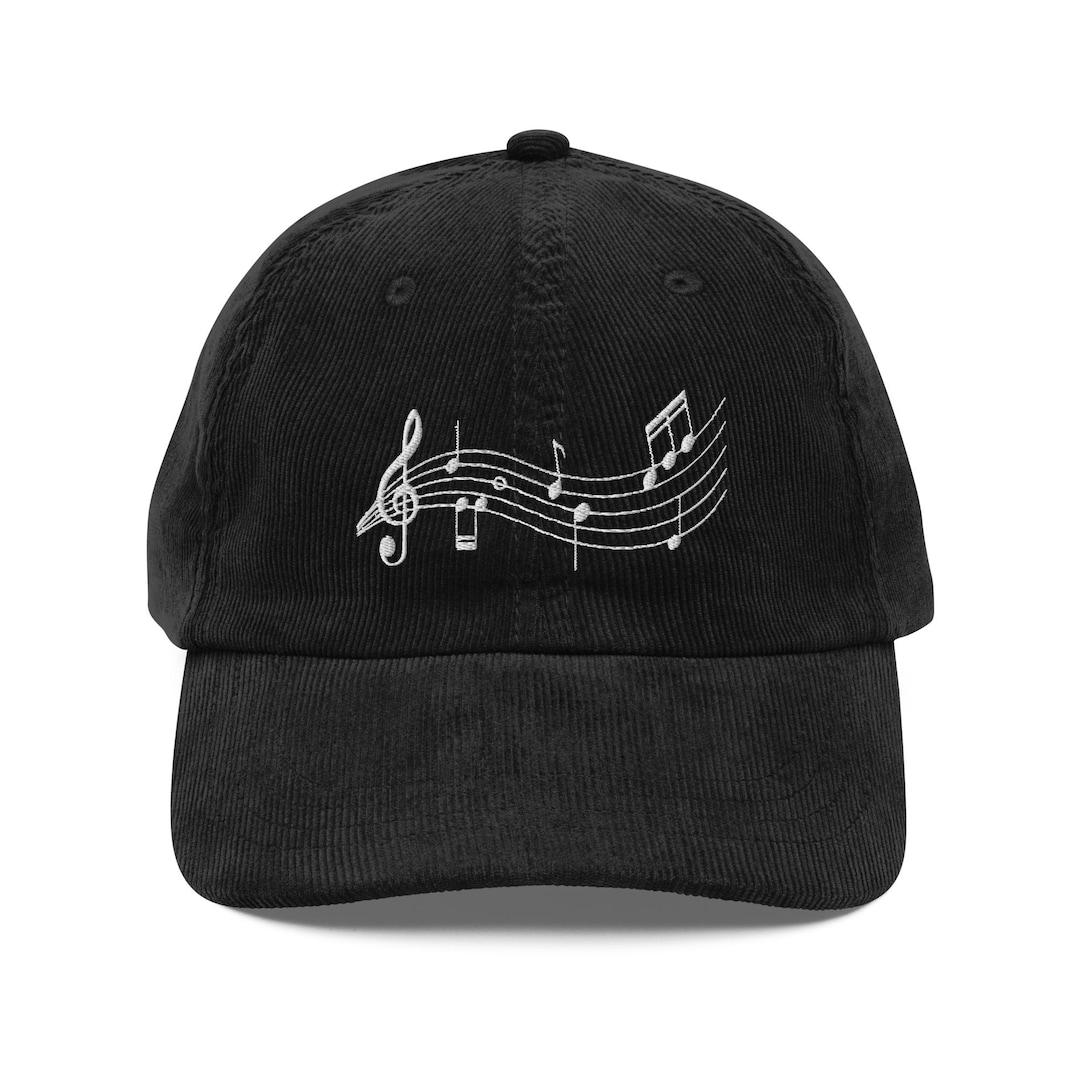 Music Notes Embroidered Vintage Corduroy Cap, Music Hat, Music Symbol ...