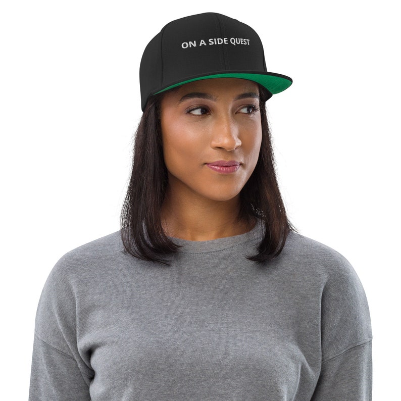 On A Side Quest Embroidered Snapback Hat, Video Game Hat, Ironic Gamer ...