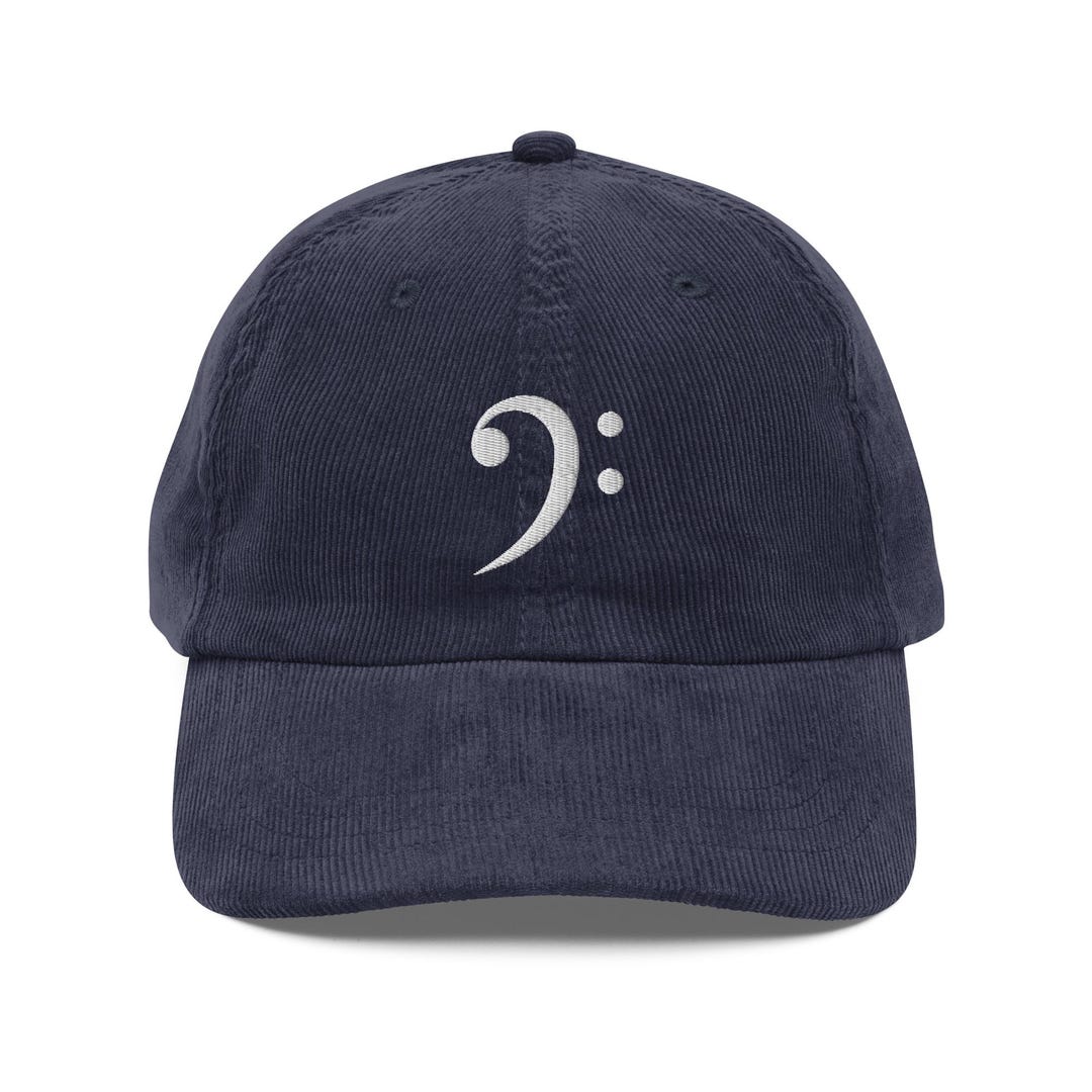 Music Notes Embroidered Vintage Corduroy Cap, Bass Clef Hat, Music Hat ...