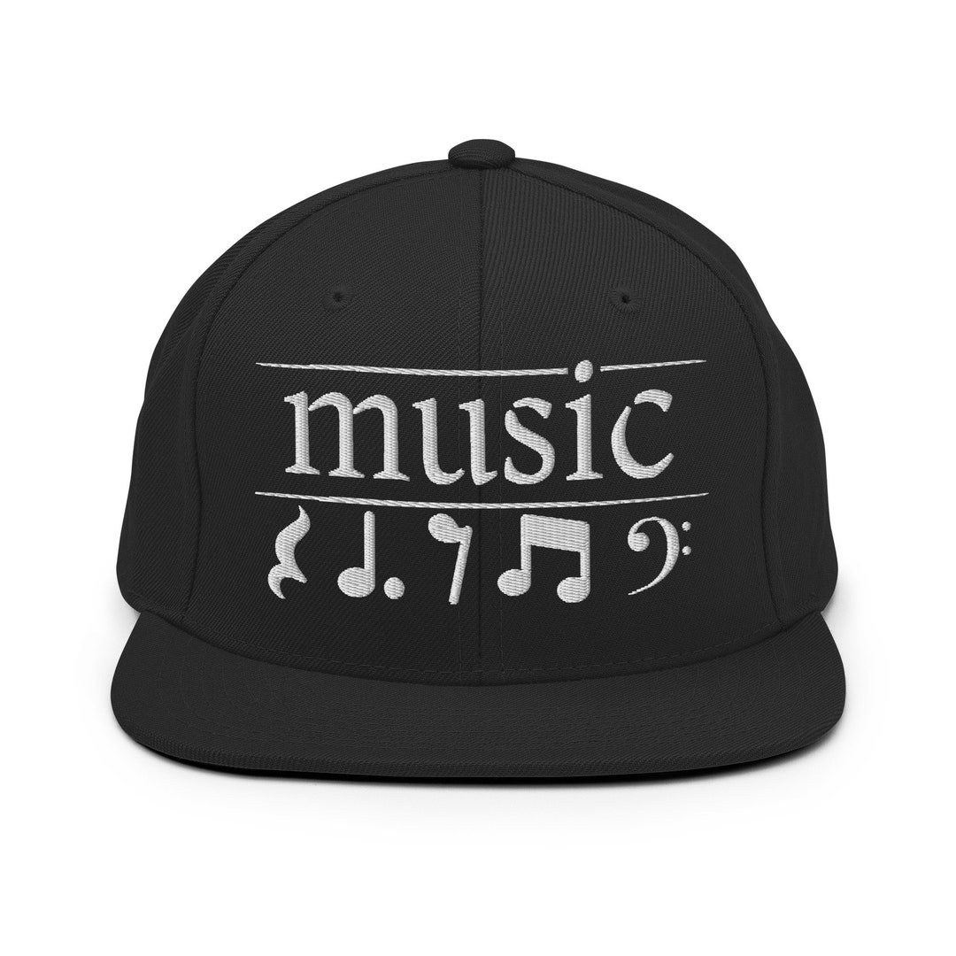 Music Notes Embroidered Snapback Hat, Music Notation Hat, Music Artist ...