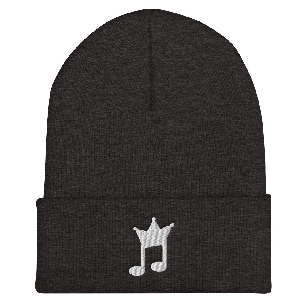 Music Notes Hat embroidered Cuffed Beanie, King Hat, Musical Instrument ...