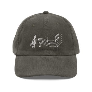 Music Notes Embroidered Vintage Corduroy Cap, Music Hat, Music Symbol ...