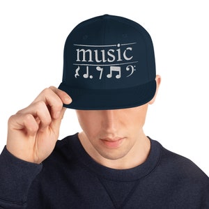 Music Notes Embroidered Snapback Hat, Music Notation Hat, Music Artist ...