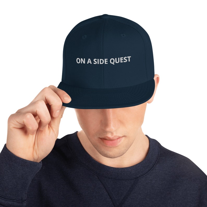 On A Side Quest Embroidered Snapback Hat, Video Game Hat, Ironic Gamer ...