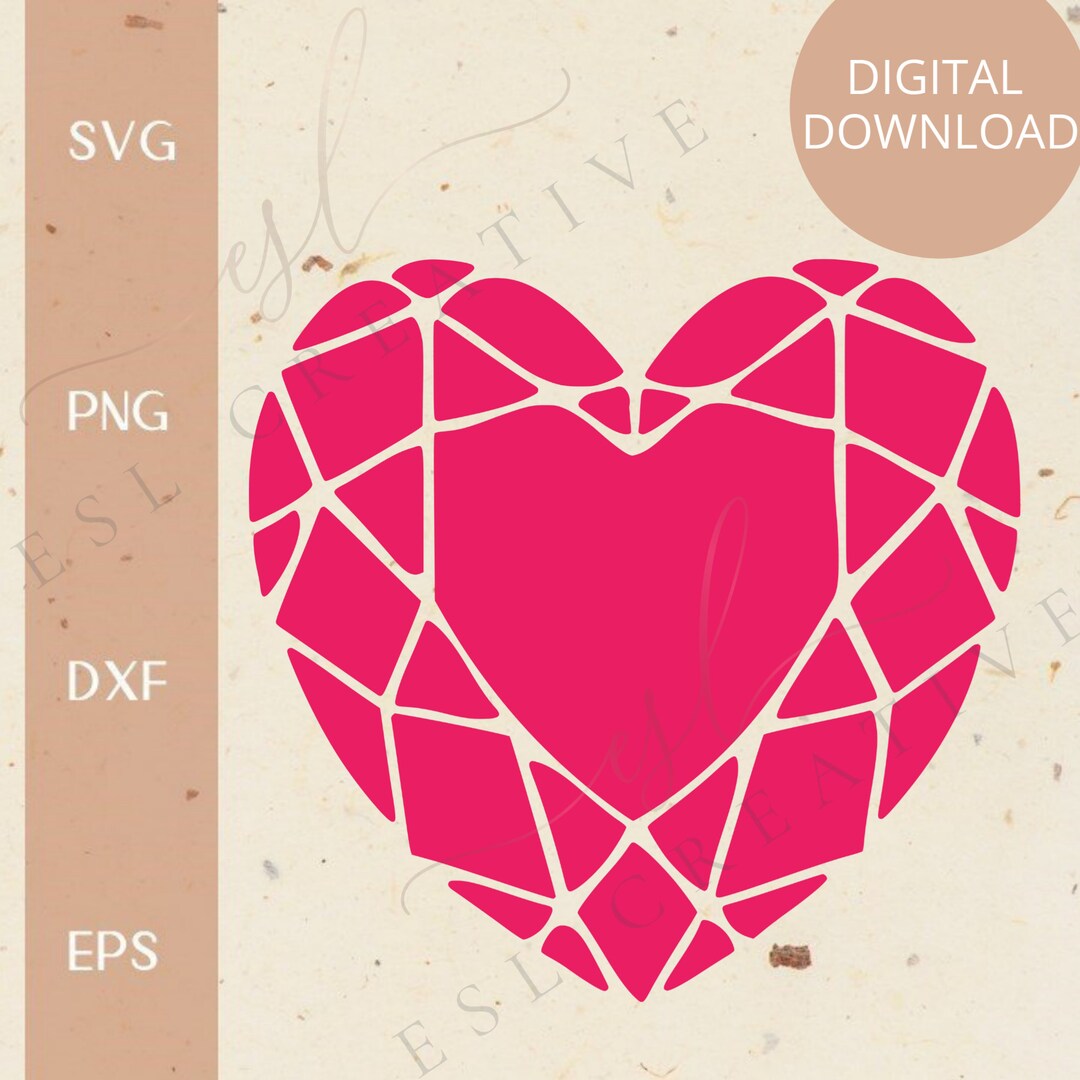 Geometric Heart SVG - Etsy