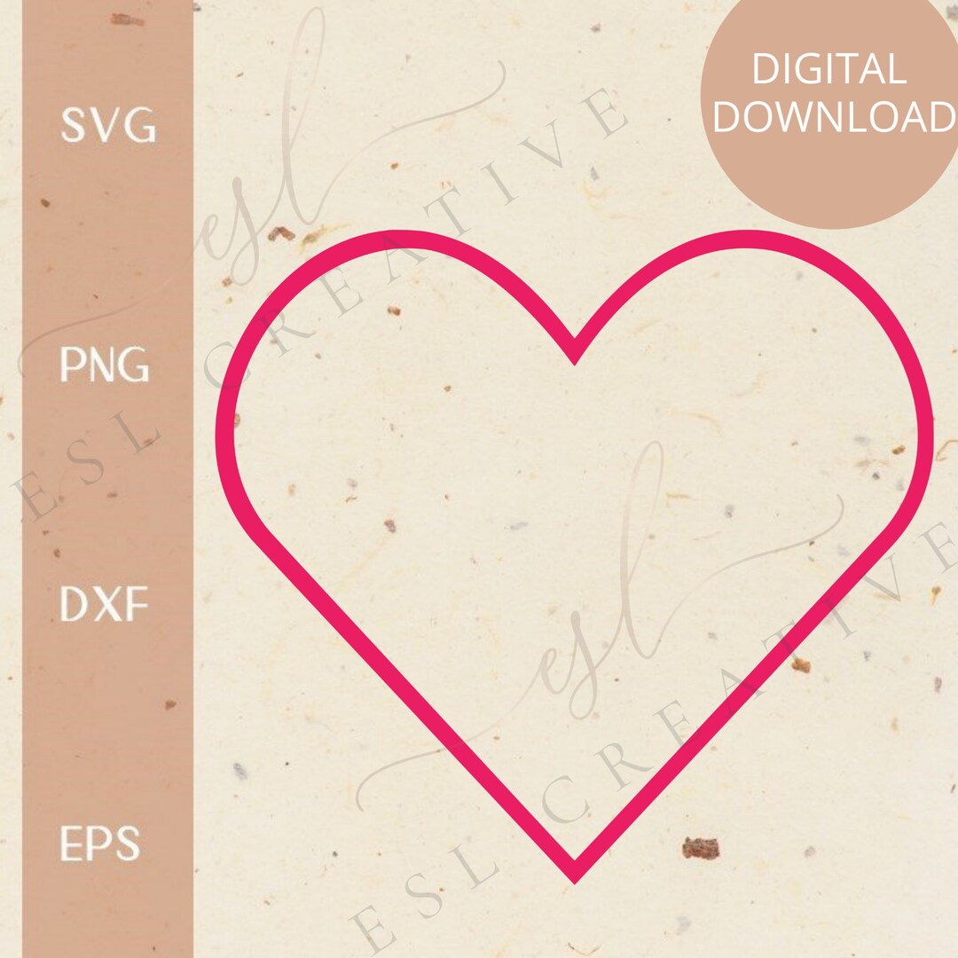 Simple Heart Outline SVG - Etsy