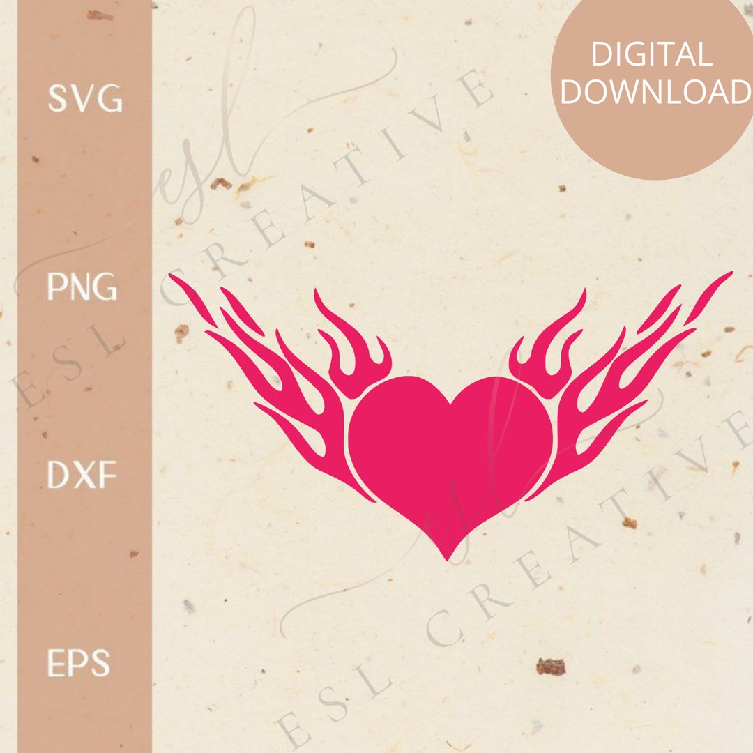 Flaming Heart SVG - Etsy