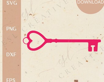 Key Heart SVG Key Heart Clipart Key Heart Silhouette Cut File Key Heart ...