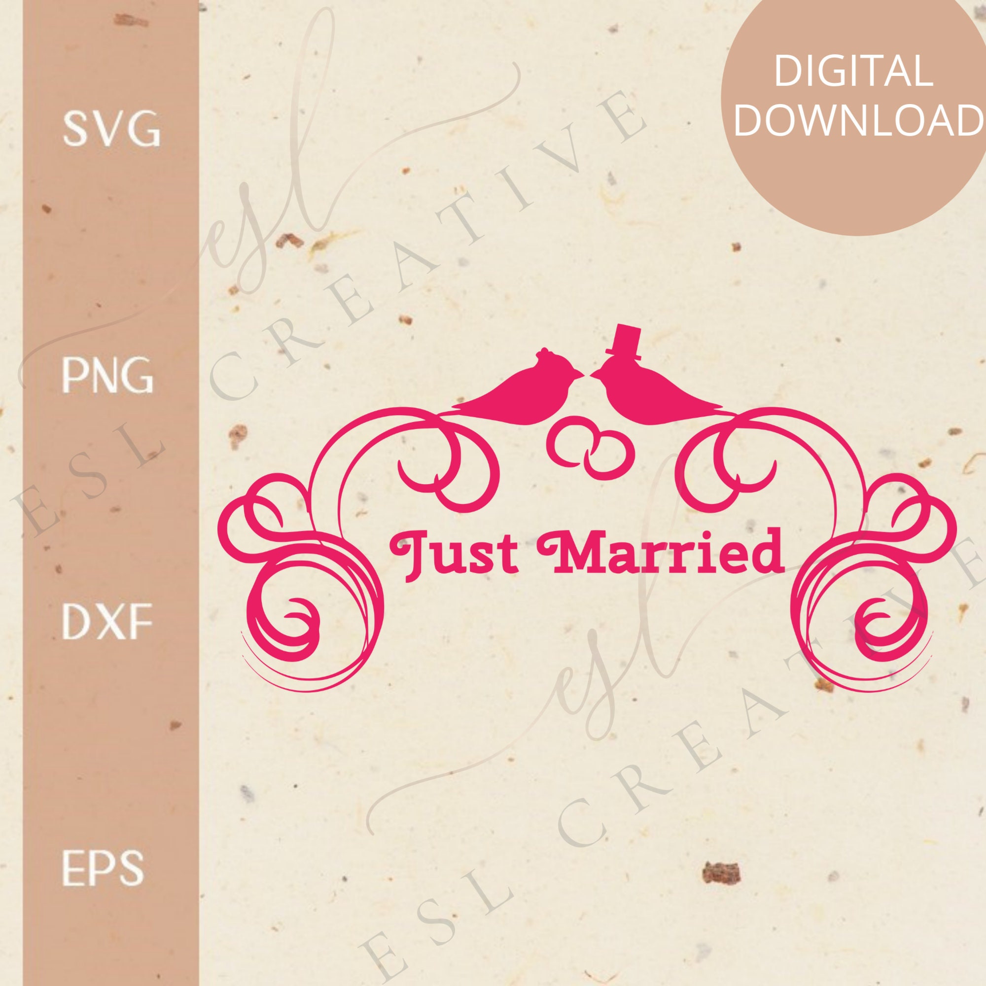 Just Married SVG - Etsy