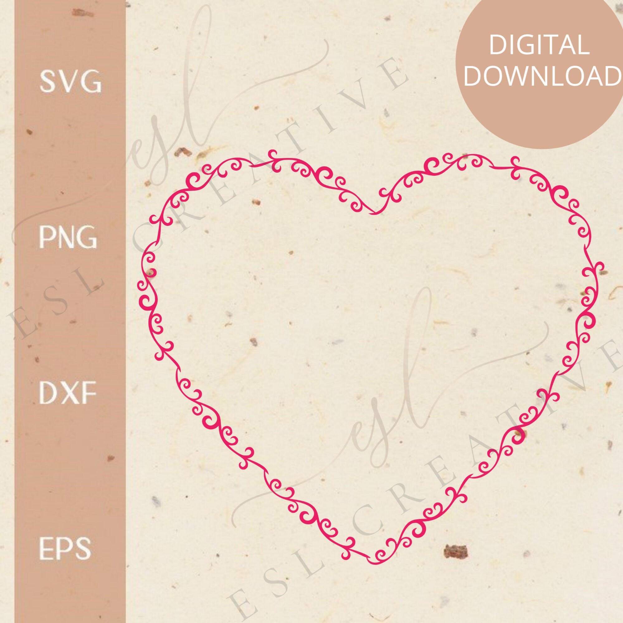 Decorative Border Heart SVG - Etsy