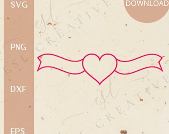 Heart Banner SVG, Heart Banner PNG, Broken Heart Banner Clipart, Love ...