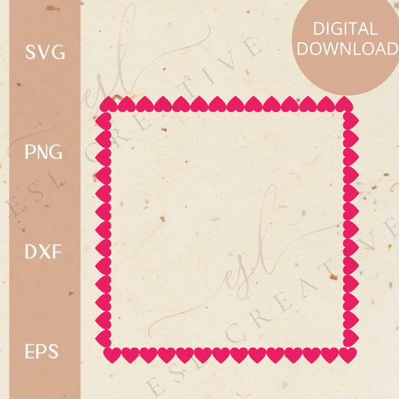Square Heart Border SVG | Etsy