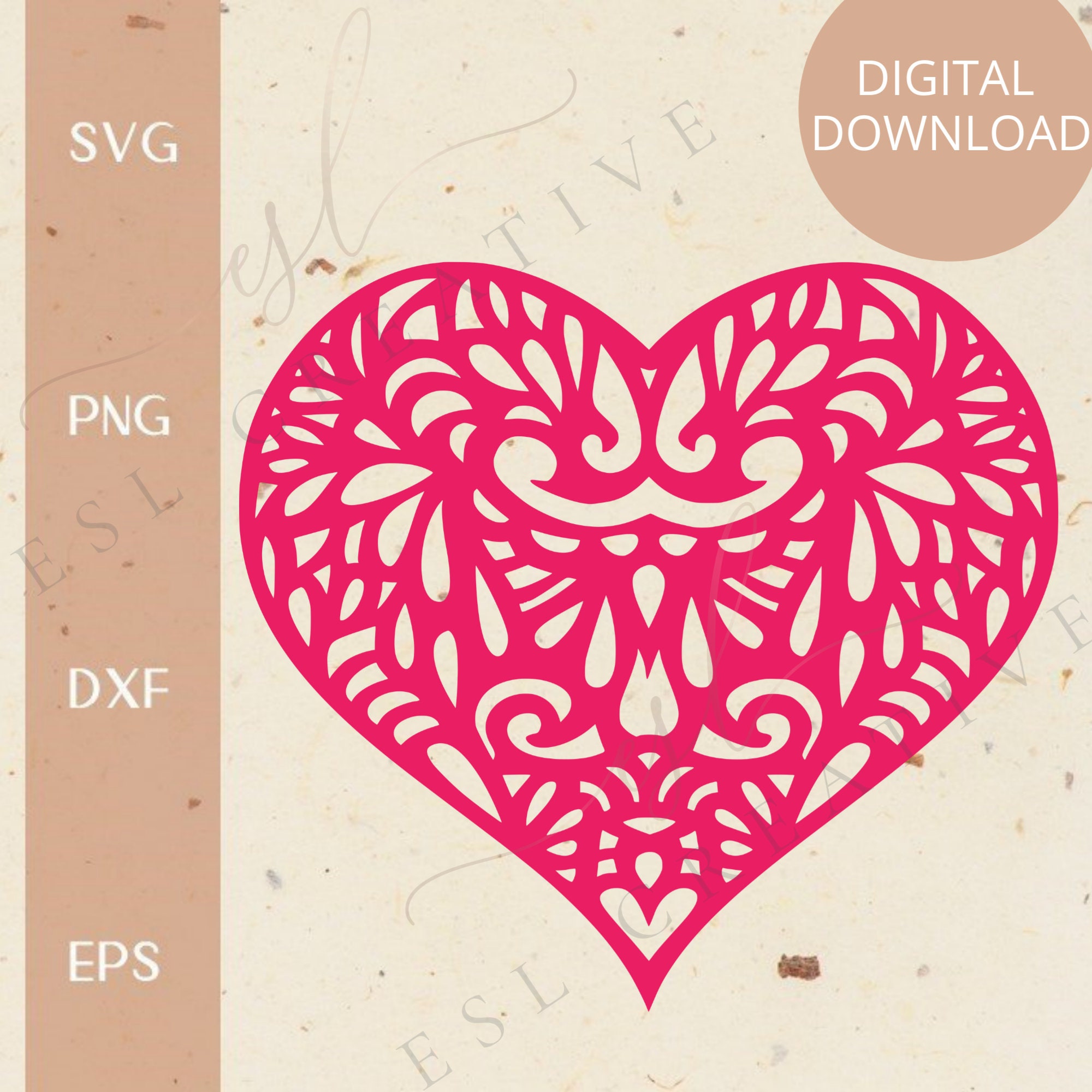 Detailed Heart SVG - Etsy