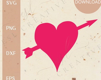 Valentine Arrow Heart Svg Bundle, Hand Drawn Heart Arrow Svg, Heart ...