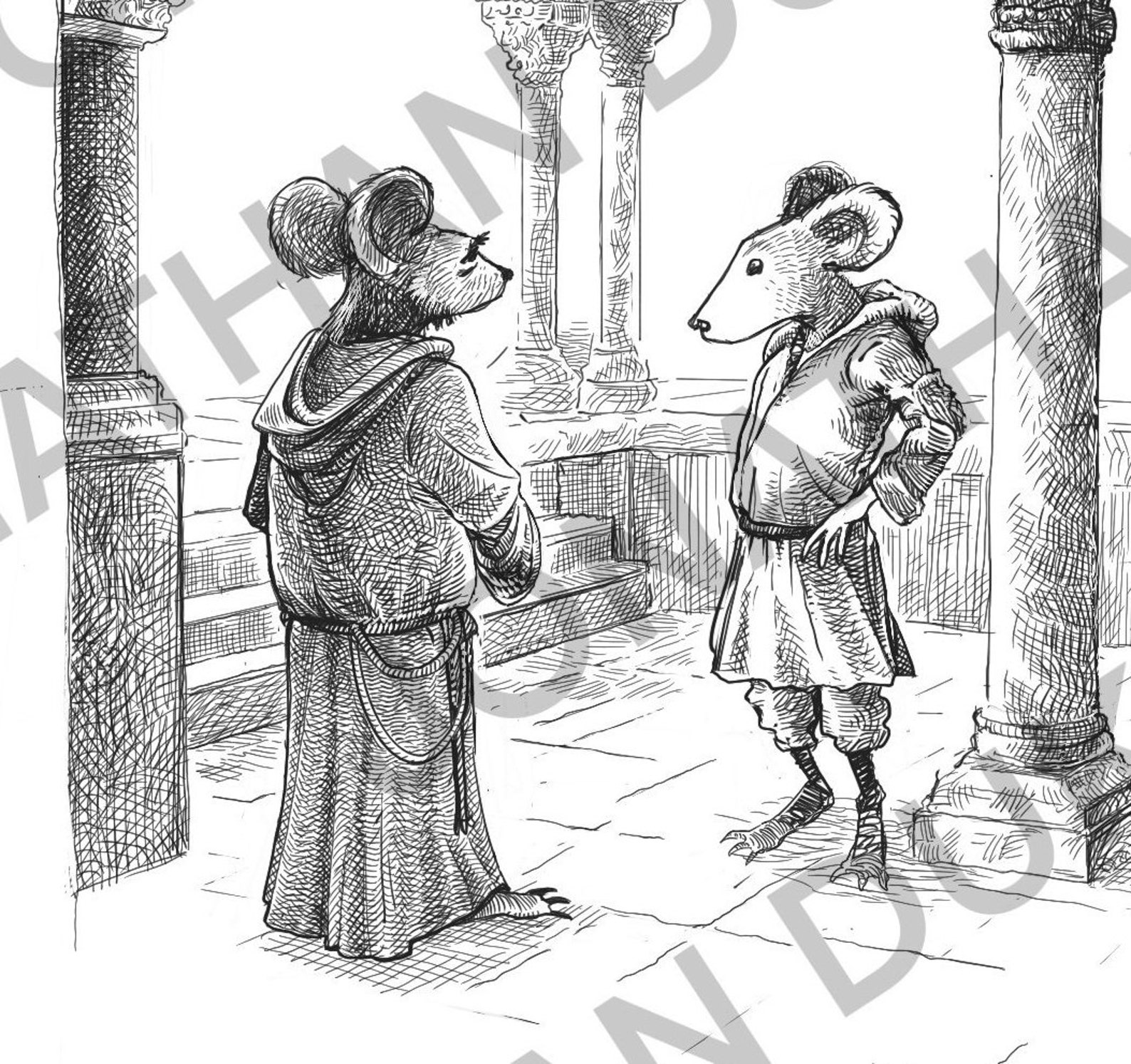 Matthias and Old Methuselah in the Redwall Cloisters, by Brian Jacques ...