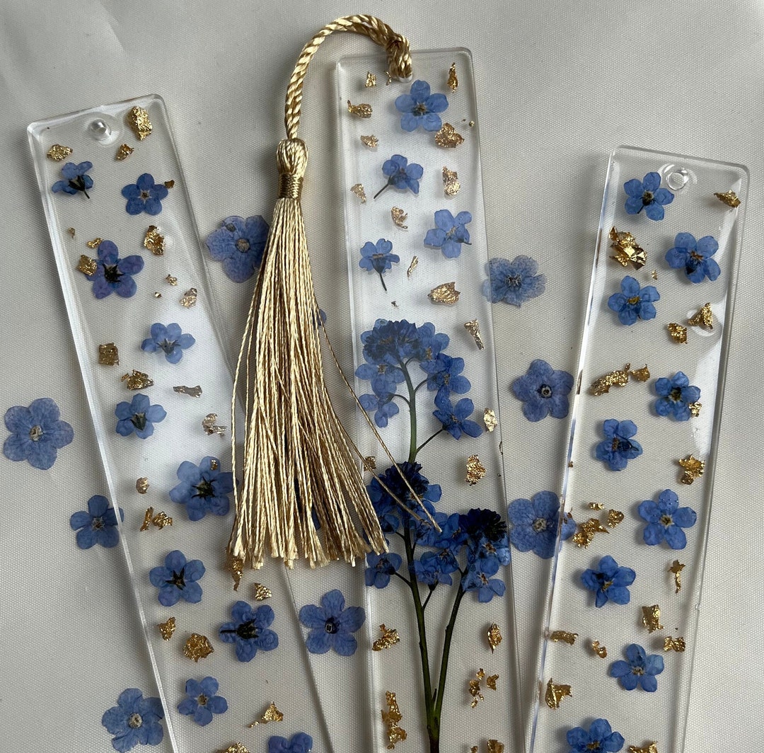 FORGET ME NOT Bookmark Blue Floral Resin Bookmark Pressed - Etsy UK