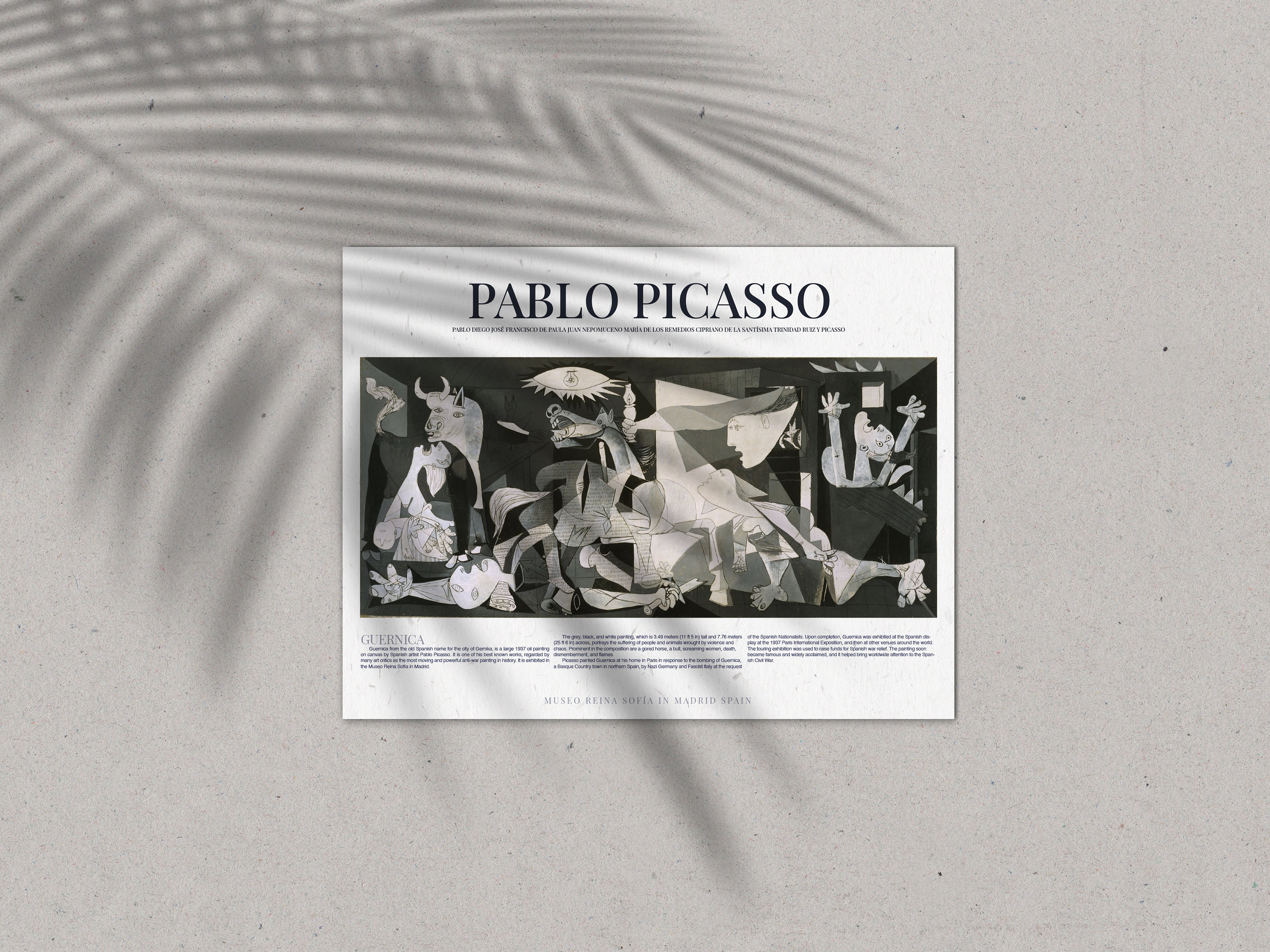 Pablo Picasso Guernica Printable Reproduction Poster, Museo Reina Sofía ...